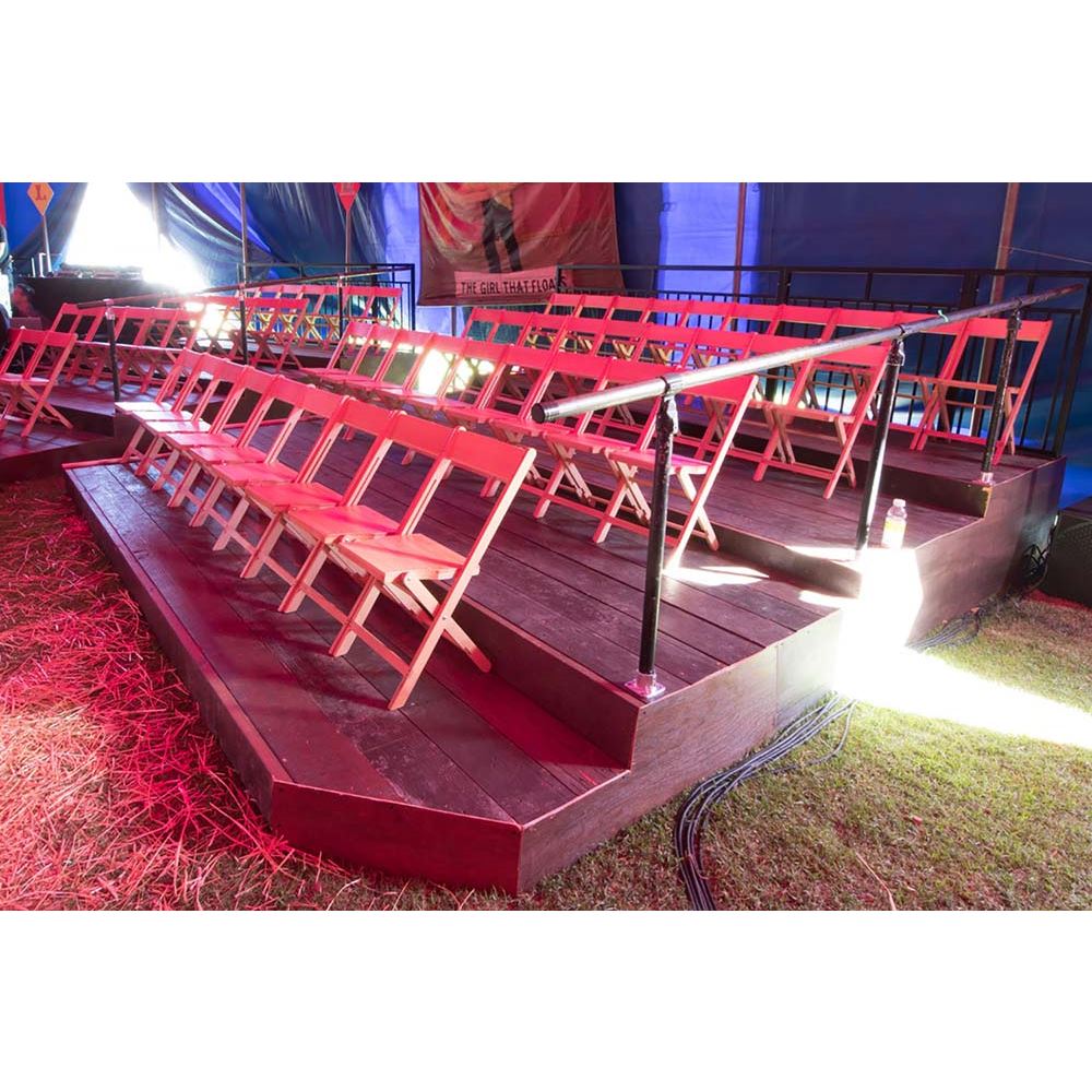 Plank Floor Tiers On Steel Deck Stage | Town & Country Event Rentals