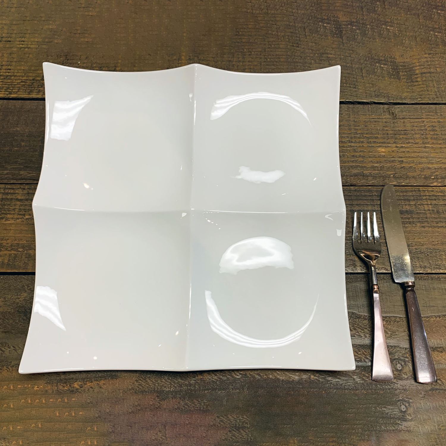 White Divided Serving Plate for Rent