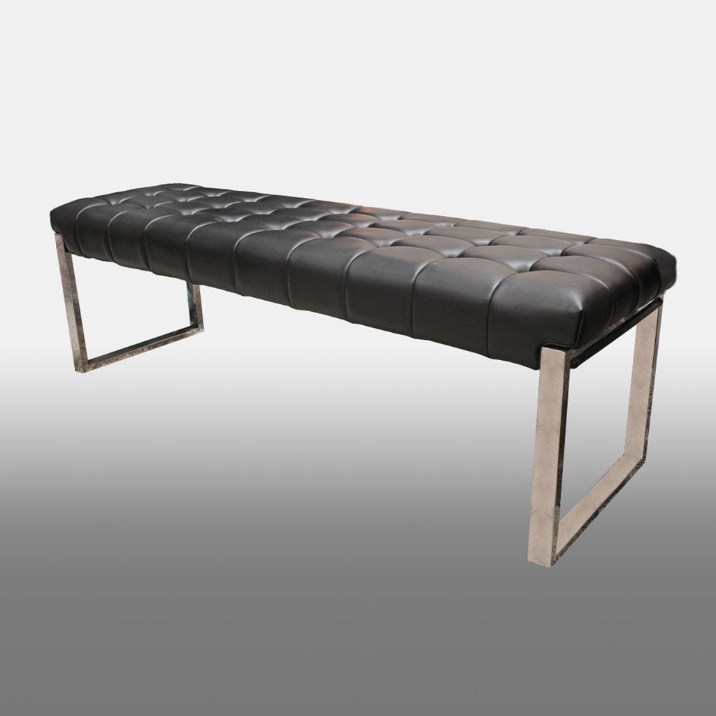 Black Leather Tufted Bench for Rent | Town & Country Event Rentals