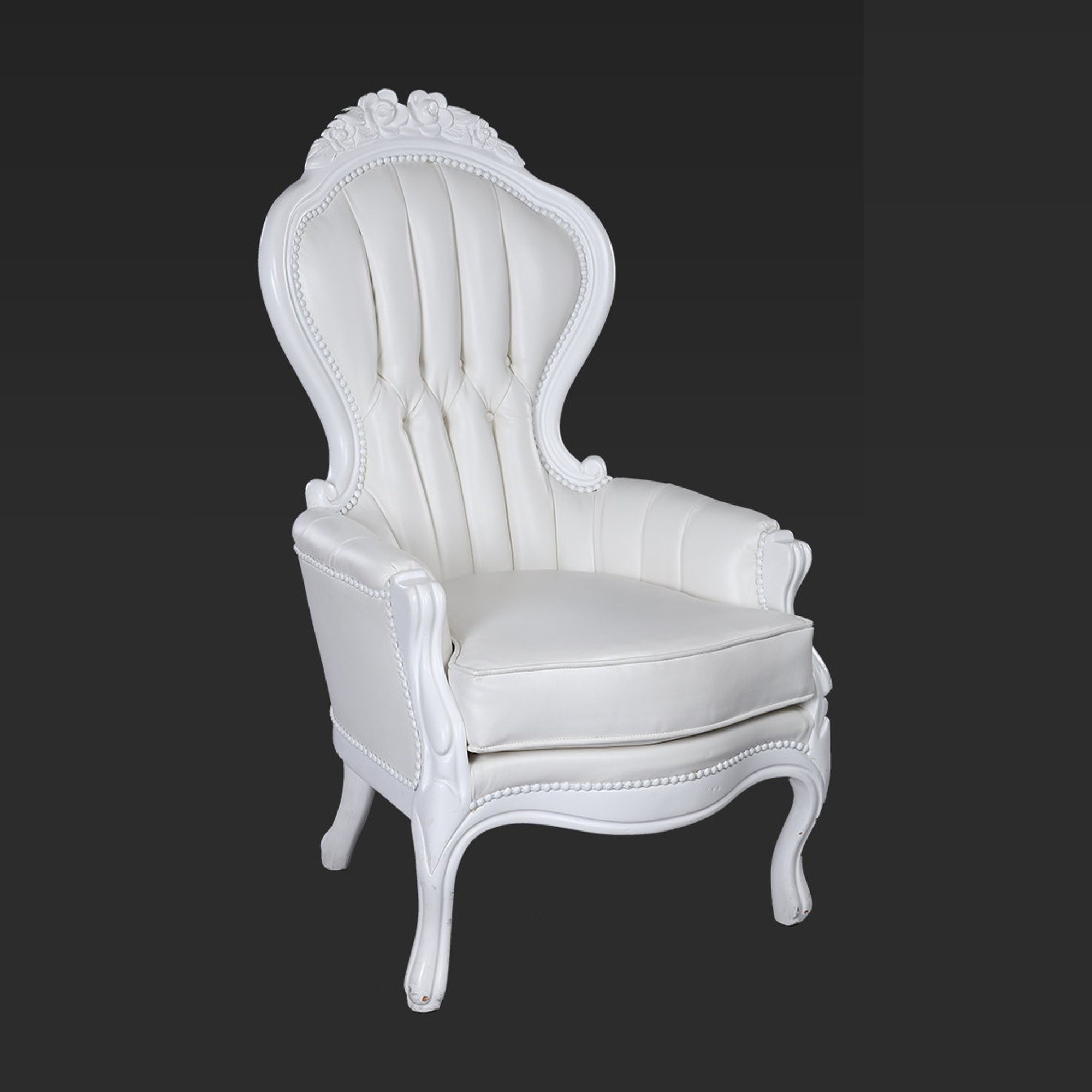 White Victorian Style Wingback Chair for Rent