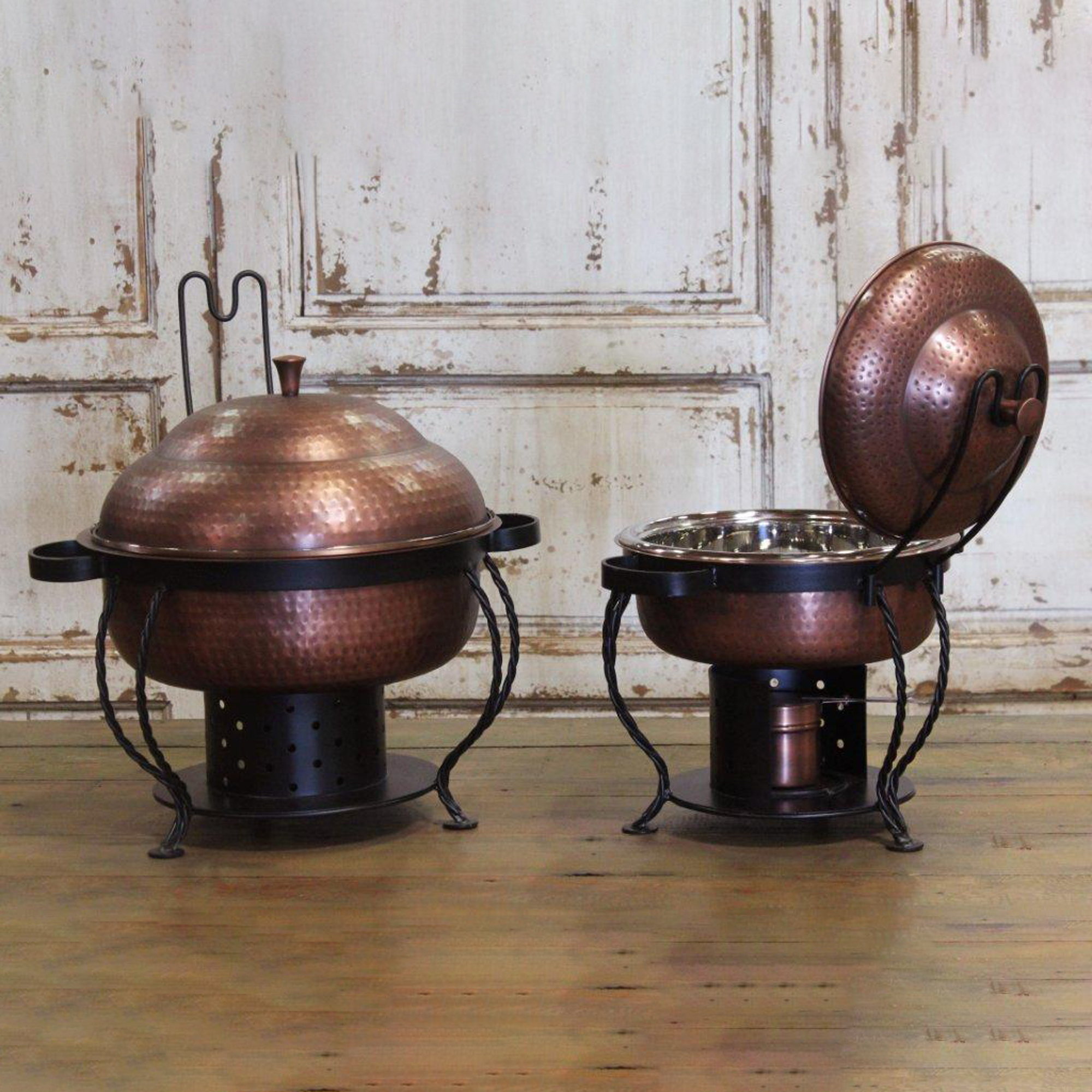 Edison Burnt Copper Round Chafers | Town & Country Event Rentals