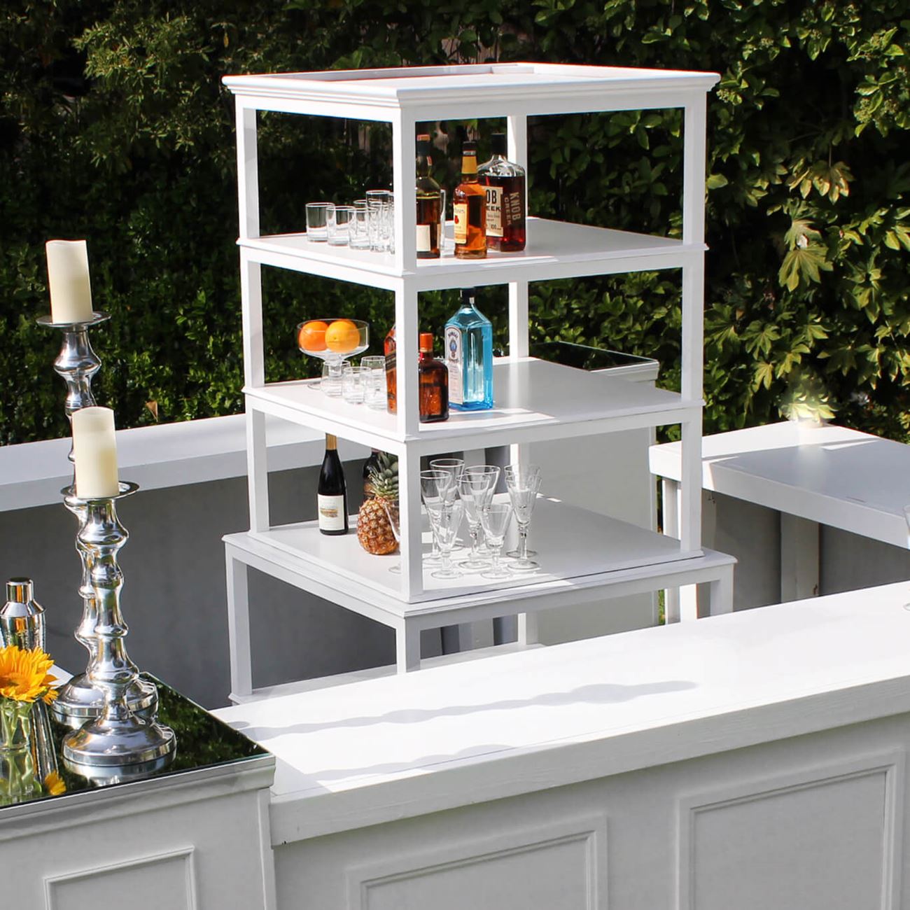 White Wood Back Bar for Rent