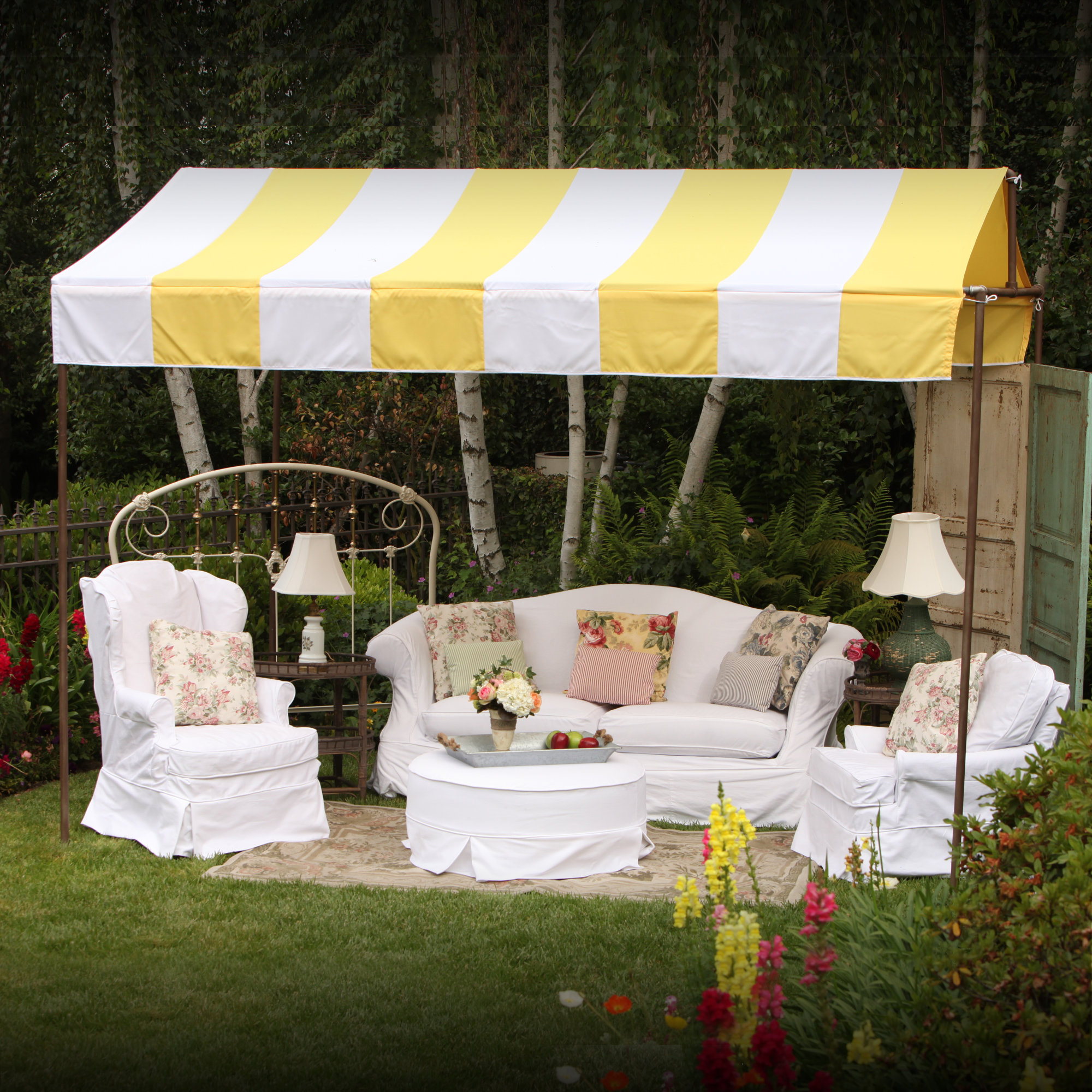 Vineyard Yellow Striped Canopy | Town & Country Event Rentals