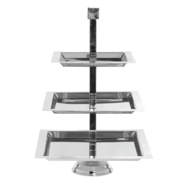 TRAY 3 TIER STAINLESS SQUARE | Signature Party
